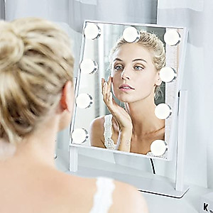 MiroFan Vanity Mirror with Lights Hollywood Mirror Lighted Makeup Mirror with Dimmable&3 Color Modes Lights, 9 LED Bulbles with Detachable 10X Magnification Mirror Lighted Makeup Mirror