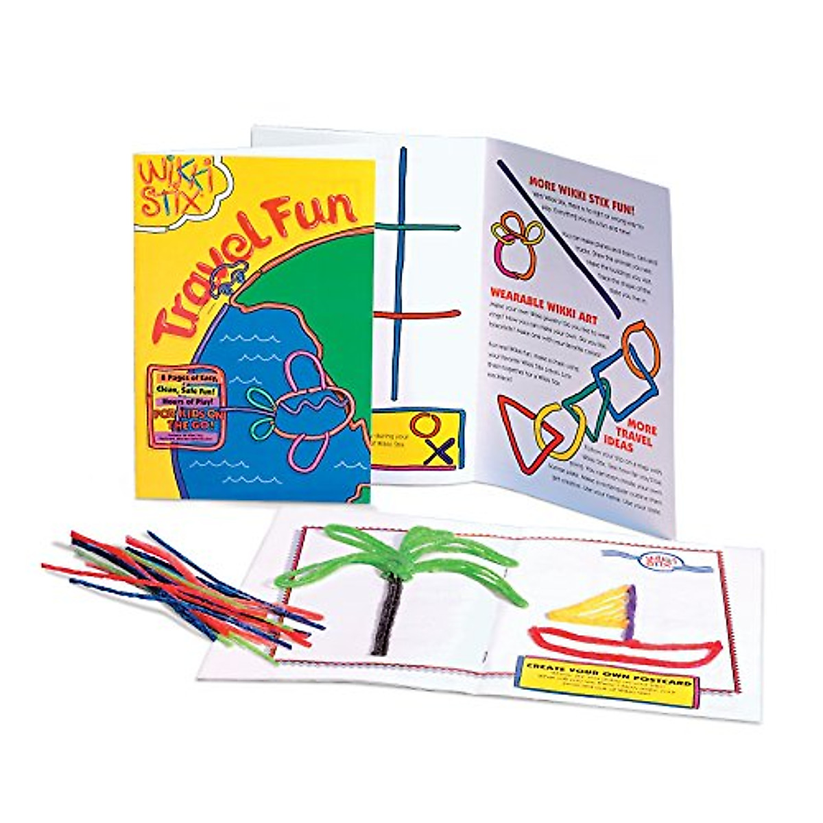 Wikki Stix Travel Fun Pak, 24 and 8-Page idea Booklet and playboard, Made in The USA!
