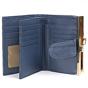Buxton Heiress Leather Double Cardex Wallet 15 Credit Card Slots (Navy RFID Protected)