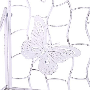 Alpine Corporation Alpine 43" L Indoor/Outdoor 2-Person Metal Garden Butterfly Backrest, White Bench