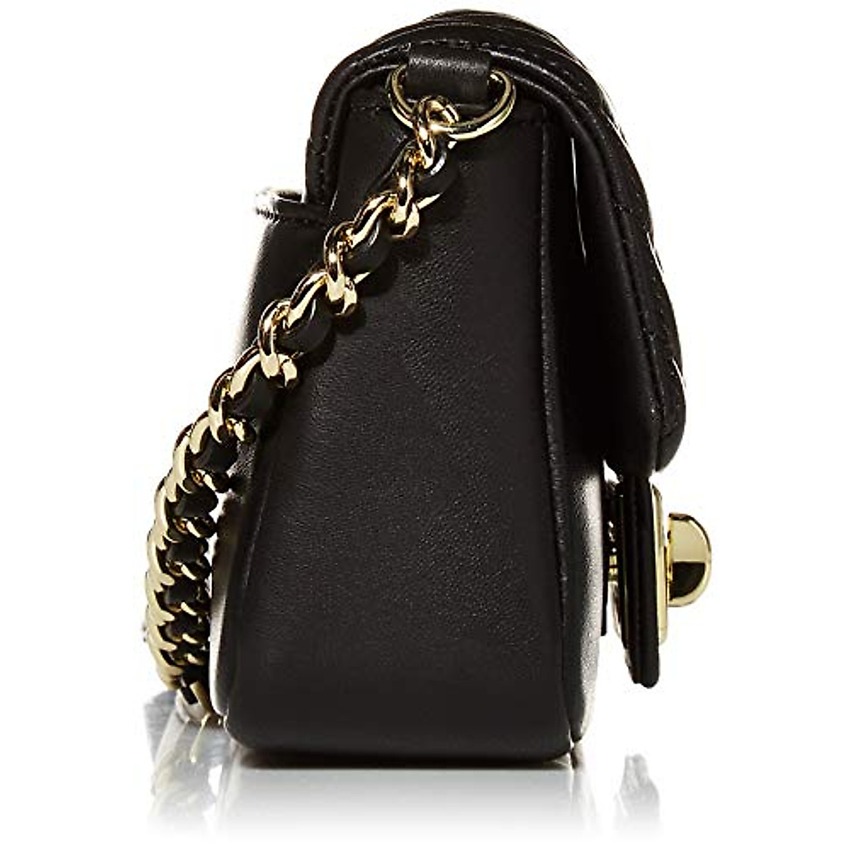 Karl Lagerfeld Paris womens Agyness Quilted Flap Crossbody, Blk/Gold, One Size US