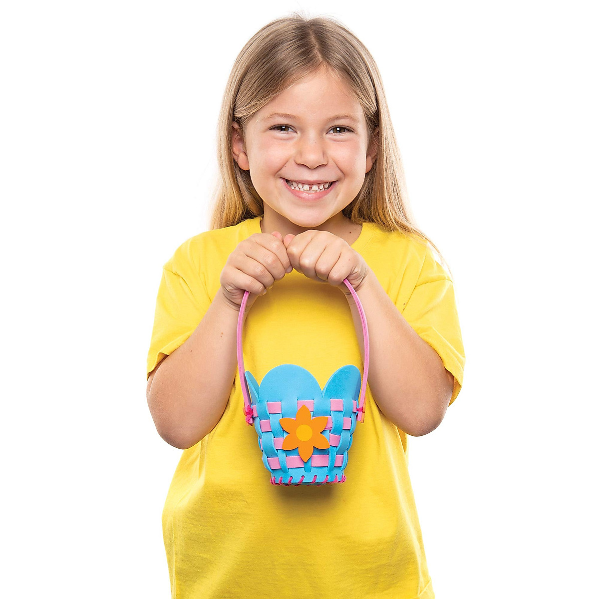 Baker Ross AT380 Flower Basket Weaving Kits - Pack of 4, Introductory Sewing for Beginners and for Kids Arts and Crafts Projects