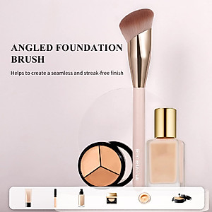 Bethy Beauty Angled Liquid Foundation Brush for Makeup,Large Powder Brush for Face,Best Angled Flat Concealer Brush Under Eye (Foundation Brush)