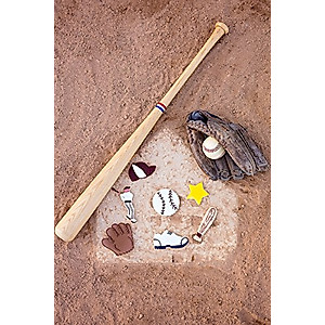 R&M International Baseball Cookie Cutters, Bat, Hat, Ball, Player, Glove, Star, Sneaker, 7-Piece Set,Silver