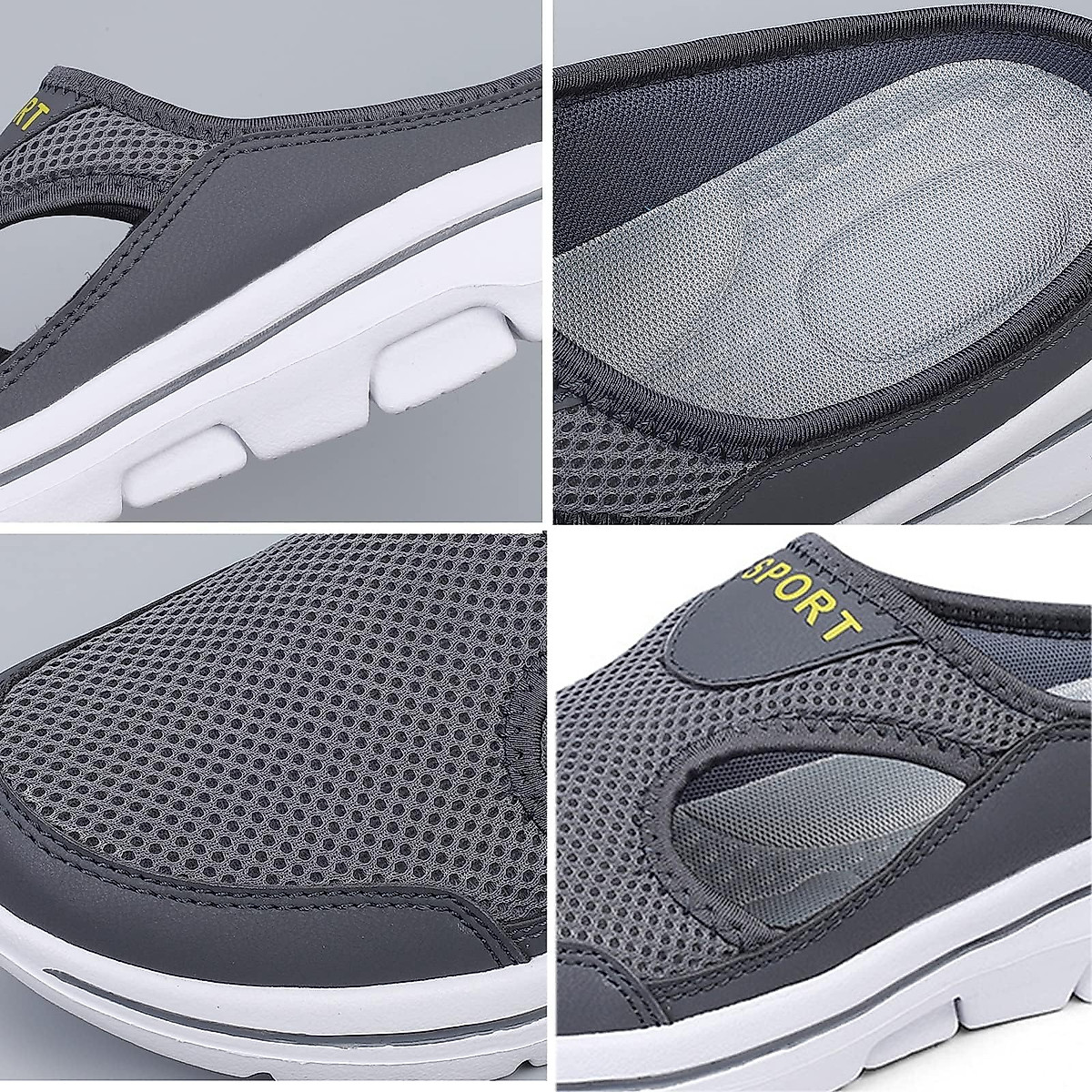 Men's Comfort Breathable Support Sports Sandals, Outdoor Casual Non Slip Orthopedic Sneakers Walking Slip on Shoes (12,Black)