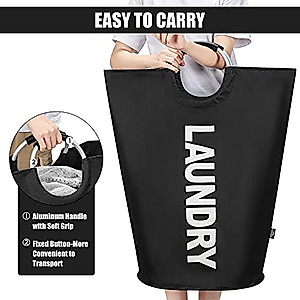 DOKEHOM 90L Large Laundry Basket (7 Colors), Collapsible Laundry Bag, Foldable Laundry Hamper, Folding Washing Bin (Black, L)