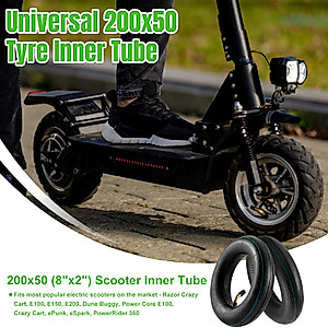200x50" Replacement Tire Inner Tubes, 2 Pack Heavy Duty Electric Scooter Tire Inner Tube Compatible with Razor E100, E150, E200, Power Core E100, Dune Buggy, ePunk, Crazy Cart, PowerRider 360, eSpark