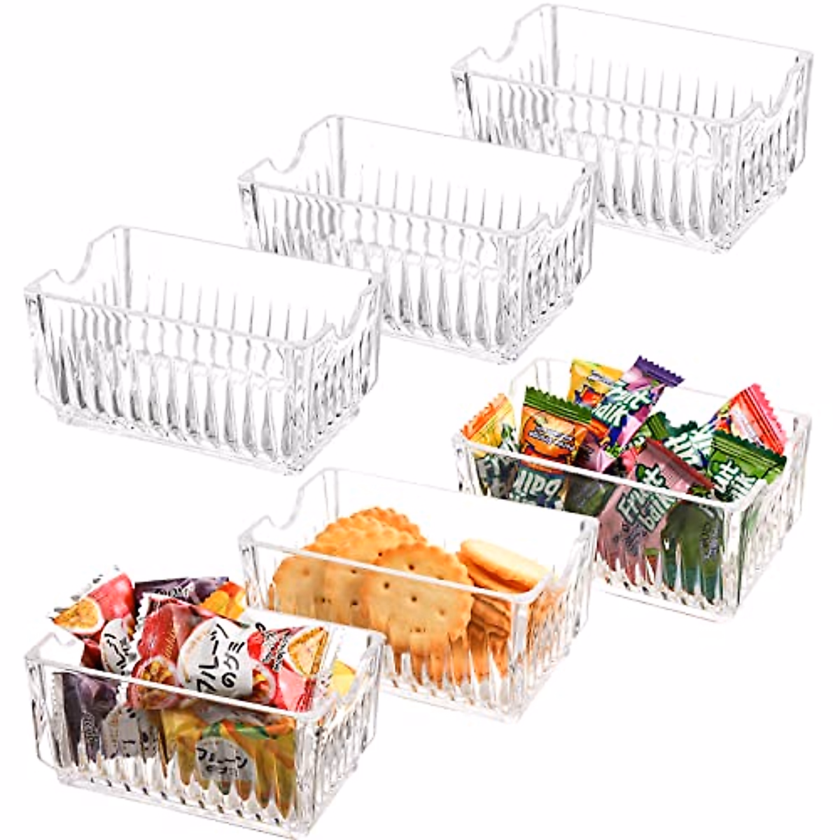 DEAYOU 6-Pack Sugar Packet Holder, Acrylic Tea Bag Organizer for Drawer, Clear Sugar Bag Caddy Container, Small Condiments Packet Holder Dispenser for Countertop, Coffee Bar, Cabinet, Sweetener