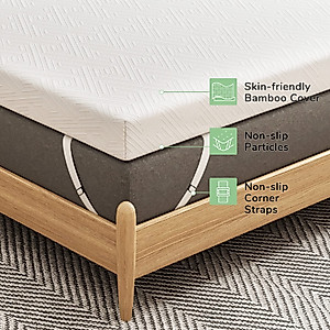 Novilla Full Mattress Topper, 4 Inch Gel Memory Foam Mattress Topper Full Enhance Cooling, Motion Isolation & Pressure Relieving, Non-Slip Design with Breathable Bamboo Charcoal Cover