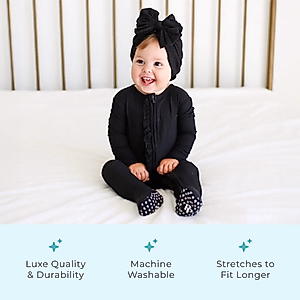 Posh Peanut Footie Pajamas for Baby Girls – Sleepers in Ultra-Soft Viscose from Bamboo with 2-Way Zipper & Ruffle Trim – Newborn to Toddler Sleepwear (Dusty Rose, 6-9 Months)