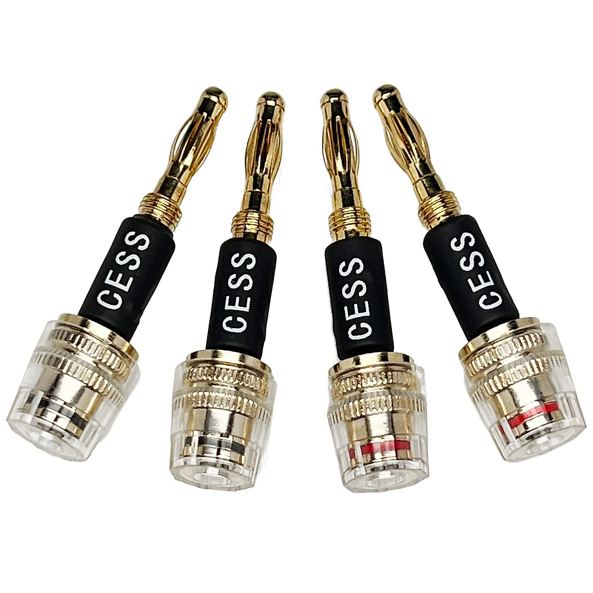 CNCESS CESS-187 Banana Plug Connect to Spade Fork Plug Speaker Cable Adapter, 4 Pack