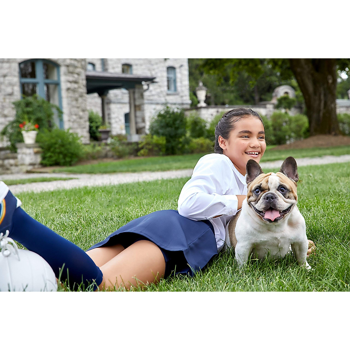 French Toast girls Adjustable Waist Two-tab Pleated-front Scooter Skirt, Navy, 12 US