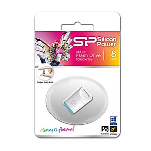 Silicon Power 8GB USB 2.0 T06 Touch Flash Drive, White (SP008GBUF2T06V1W)