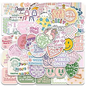 Pink Inspirational Stickers, Preppy Motivational Stickers, 50Pcs Aesthetic Encouragement Stickers for Students Teachers, Dovipta Vinyl Waterproof Stickers for Water Bottle, Laptop, Scrapbook, Journal