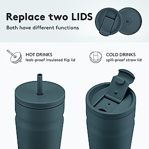 COKTIK 20oz Insulated Tumbler with Lid and Straw 2 Lids (Straw/Flip) Iced Coffee Cup Reusable Stainless Steel Travel Mug Water Bottle Cupholder Friendly for Women Men Her Him (Twilight Fog)