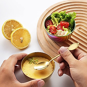 18/8 Stainless Steel Condiments Side Sauces Dishes Cereal Dessert Ice Cream Appetizer Bowls and Spoons Small Gold Serving Suace Cups for Kitchen Mini Dessert Cups