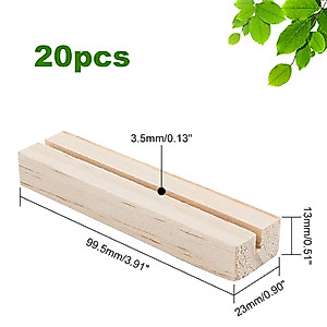 OLYCRAFT 20pcs Wood Place Card Holders 3.5mm Slot Wood Sign Holders Table Number Stand Table Number Holders for Wedding Party Events Decoration Double Side Display Mini Blackboard - 3.9x0.9x0.5 inch