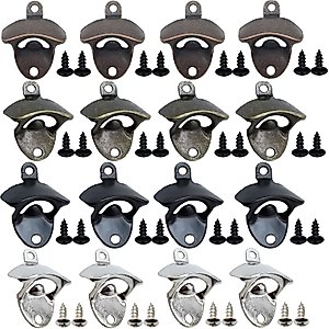 YOOHUA 16PCS Wall Mounted Bottle Opener Vintage Beer Opener with Mounting Screws Set for Beer Cap Coke Bottle Wine Soda Open and Kitchen Cafe Bars(4 Colors)