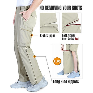Outdoor Ventures Mens Hiking Pants Lightweight Quick Dry Convertible Pants, Stretch Zip-Off Cargo Pants for Travel Fishing Beige