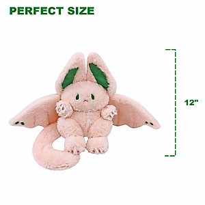 PEACH CAT Cute Bat Bunny Plush Pillow Kawaii Bat Rabbit Stuffed Animal for Kids Pink 12"