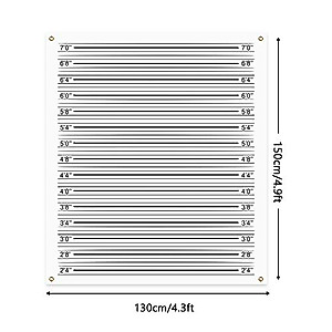 Mugshot Backdrop Photo Booth Banner 4.9 x 4.3 ft, Police Lineup Height Charts Photo Props Background Accurate Measurements Poster for Bachelorette Girls Night Out