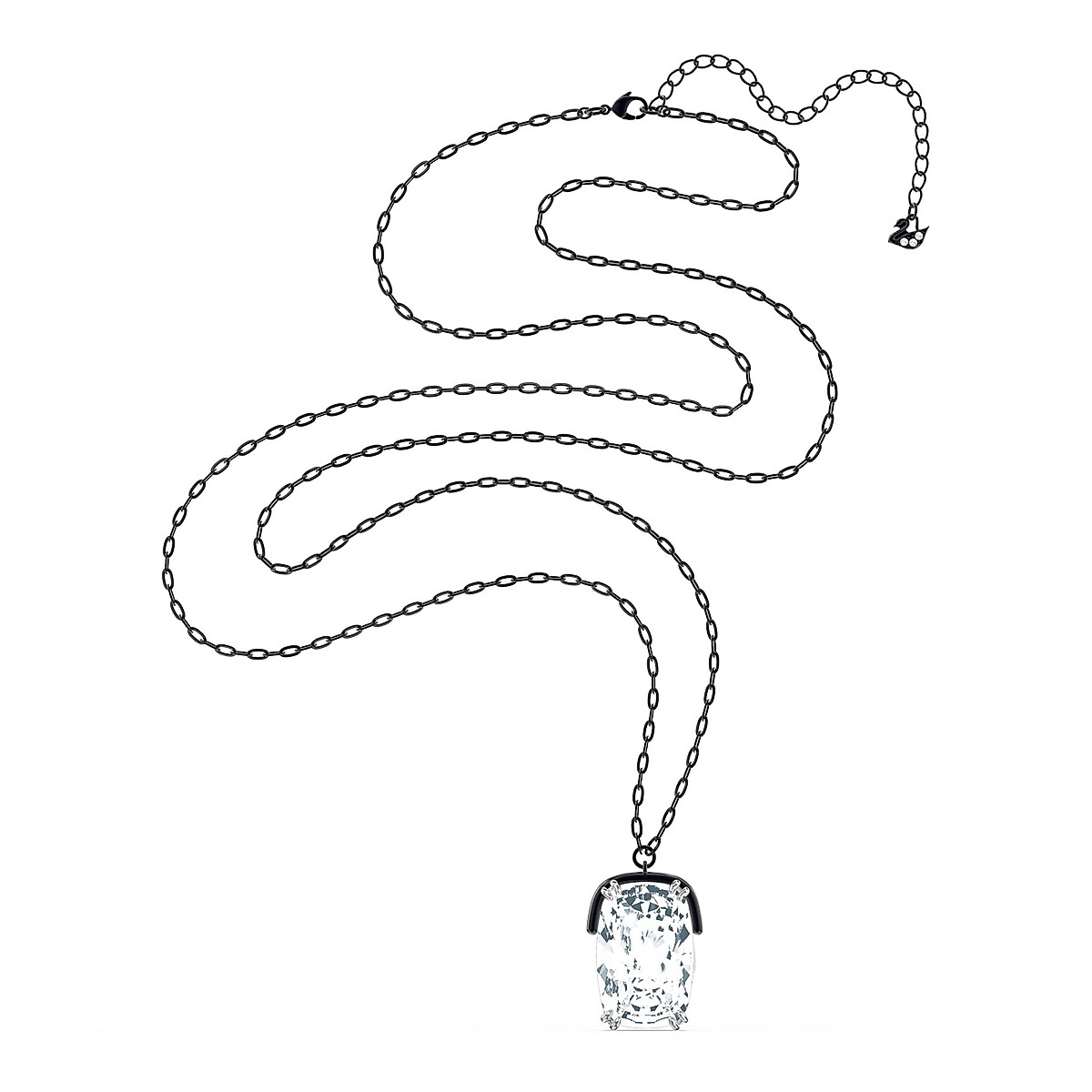 SWAROVSKI Harmonia Pendant Necklace, Large Clear Cushion-Cut Crystal with a Long Mixed Metal Chain, Part of The Harmonia Collection