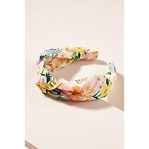 RIFLE PAPER CO. Marguerite Knotted Headband, Bright Floral Pattern, Design Printed Fabric Over Structured Full Polyester on Durable Plastic Band, 1 Count