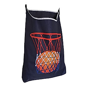 ByRebes Large over the Door Laundry Hamper for Boys w Hooks Basketball Laundry Basket College Dorm Room Essentials Bathroom Decor Wall Hanging Bag