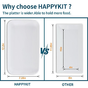 HAPPY KIT 3 Tier Serving Tray Set and Tiered Tray Stand,12 Inch Widened Porcelain Platters with Freely Combinable Rack,Decor Cupcake Stand for Christmas Party Display,Dessert Trays Collapsible