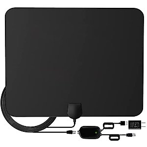 Amplified HDTV Indoor Antenna Long 250+ Miles Range Signal Reception- Amplifier Signal Booster - Support 4K 1080p All Older TV + 16.5 ft Coax HDTV Cable/AC Adapter