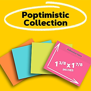 Post-it Mini Notes, 1.5 in x 2 in, 18 Pads, America's #1 Favorite Sticky Notes, Poptimistic Collection, Bright Colors, Clean Removal, Recyclable (653-18AU)