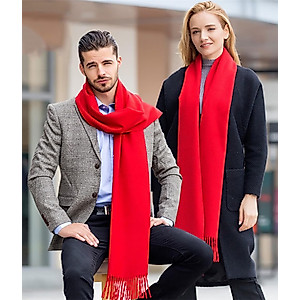 Roll Up Unisex Cashmere Soft Luxurious Cozy Long Winter Scarf Wrap Shawl Scarves Blanket (Xmas Red)