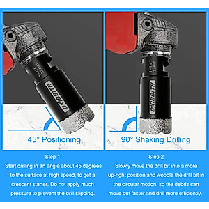 Dry Diamond Core Drill Bits 1-1/4 Inch (32mm) Tile Hole Saws for Porcelain Ceramic Tile Granite Marble Stone Brick Vacuum Brazed Hole Saw with 5/8-11 Thread and 3/8inch Hex Shank Adapter