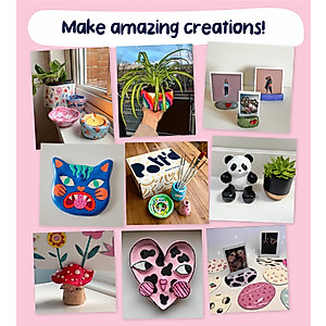 Pott'd™ Home Air-Dry Clay Pottery Kit for Beginners, Pottery Kit for Adults. Kit Includes: Air-Dry Clay for Adults, Tools, Paints, Brushes, Sealant, How-to-Guide, Gift - Regular Paints