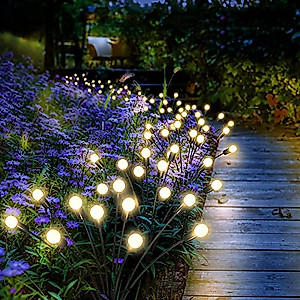 HIYALOT Solar Garden Lights-Solar Firefly Lights, Starburst Swaying Lights, Sway by Wind, Solar Garden Decorative Lights for Yard Patio Pathway Lawn Decorations,2 Pack (8LED Bulbs-2Pack)