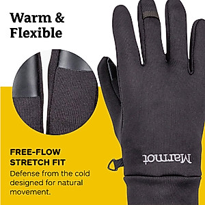 MARMOT Men's Power Stretch Connect Touchscreen Gloves, Black, Medium