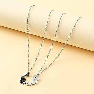 COLORFUL BLING 2 Pieces Yin Yang Friend Pendant Necklace Dragon Matching Unique Taichi Fish Couple Necklace Cord BFF Friendship Bestie Engagement BFF Jewelry-Fish Card