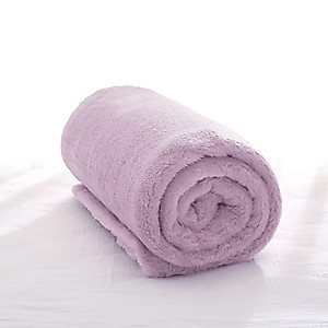 Exclusivo Mezcla Plush Fuzzy Fleece Throw Blanket Kids Size, Super Soft, Fluffy and Warm Blankets for Couch, Bed, All Season Use (40x50 inches, Light Purple)