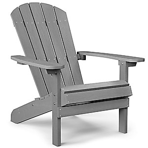 YEFU Adirondack Chair Plastic Weather Resistant, Patio Chairs, Widely Used in Outdoor, Fire Pit, Outside, Garden, Campfire Chairs (Grey)