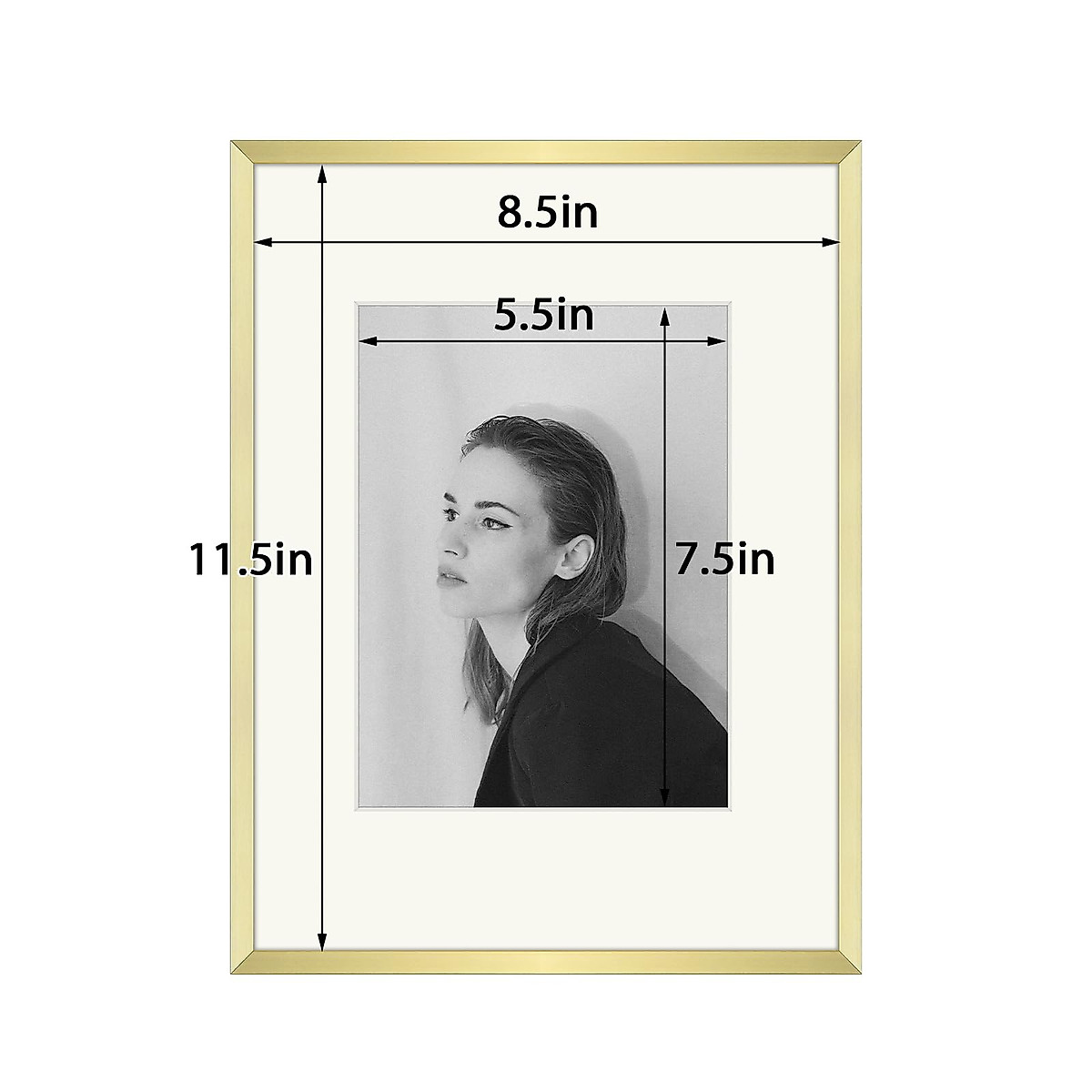 Golden State Art, 9x12 Aluminum Picture Frame with Ivory Color Mat for 6x8 Photo - Sawtooth Hangers, Spring Clips - Wall Mounting - Real Glass - Metal Frame (Gold, 1-Pack)