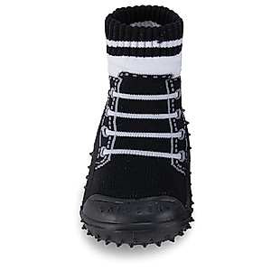 Baby Boys Slippers - Baby First Walking Non Skid Slipper Socks - Premium & Comfortable Toddler House Slippers, Kids Essentials - Black Shoe - 18 M