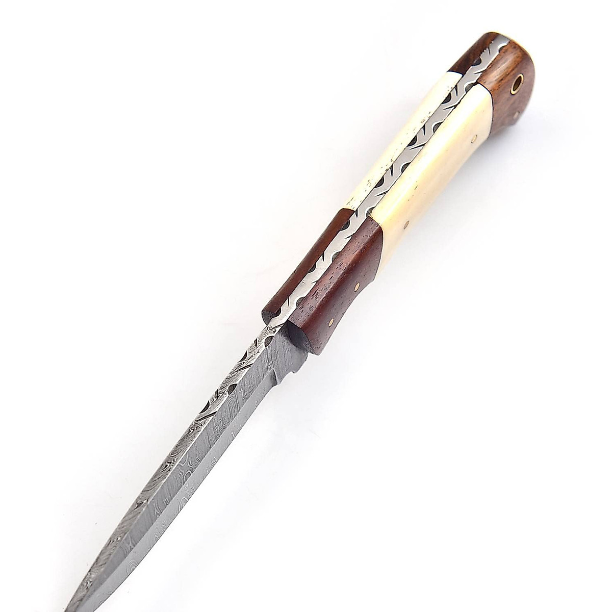 S56- Professional Custom Handmade Damascus Hunting Knife - Best Damascus steel Fixed Blade Hunting Skinning Knife Camping, Survival Knife with Leather Sheath. Overall Length 9” Blade 4” & Handle5”