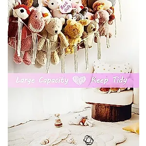 Stuffed Animal Storage Hammock or Net - Large Toy Hammock Net for Stuffed Animals Corner - Hanging Stuff Animal Organizer Holder Ideas for Plush Plushie Display - Ceiling Pet Nets on Wall Bedroom