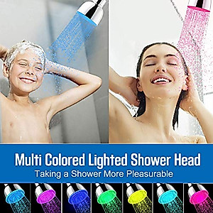 Shower Head With Lights, High Pressure Led Shower Head, 7 Color Changing Rainfall LED Fixed ShowerHead for Bathroom, Luxury Chrome Flow Rain ShowerHead Angle-adjustable for Kids Adult