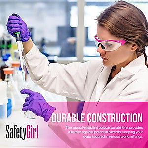 Safety Girl Navigator Safety Glasses | Safety Glasses for Women | Safety Glasses with Navigator | Anti-Scratch Glass | Pink Clear