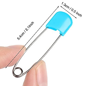 100 Pcs Diaper Pins, 2.2in Diaper Pins for Cloth Diapers Heavy Duty, Stainless Steel Baby Safety Pins, Plastic Head Baby Pins with Safe Locking Closures (6 Colors)