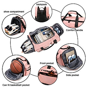 Pwem Gym Bag for Men Women, Large Sport Travel Duffle Bag with Shoe Compartment, Waterproof Carry On Travel Backpack, Weekender Overnight Bag with Toiletry Bag, Gym Duffle bag for Travel