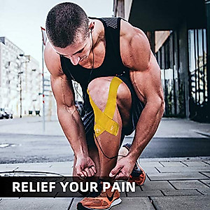 OK TAPE Kinesiology Tape 10 inches Precut, 20 Strips, Cotton Elastic Athletic Tape Latex Free, 2inch x 16ft, Light Blue