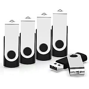 32GB USB Flash Drives 5 Pack, TYSHCY 32 GB USB 2.0Thumb Drives Swivel Memory Stick Jump Drive Zip Drive with LED Light for Data Storage Backup, Black
