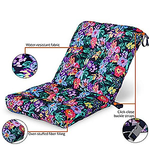 Vera Bradley by Classic Accessories Water-Resistant Patio Chair Cushion, 21 x 19 x 22.5 x 5 Inch, Happy Blooms, Seat Back Cushion